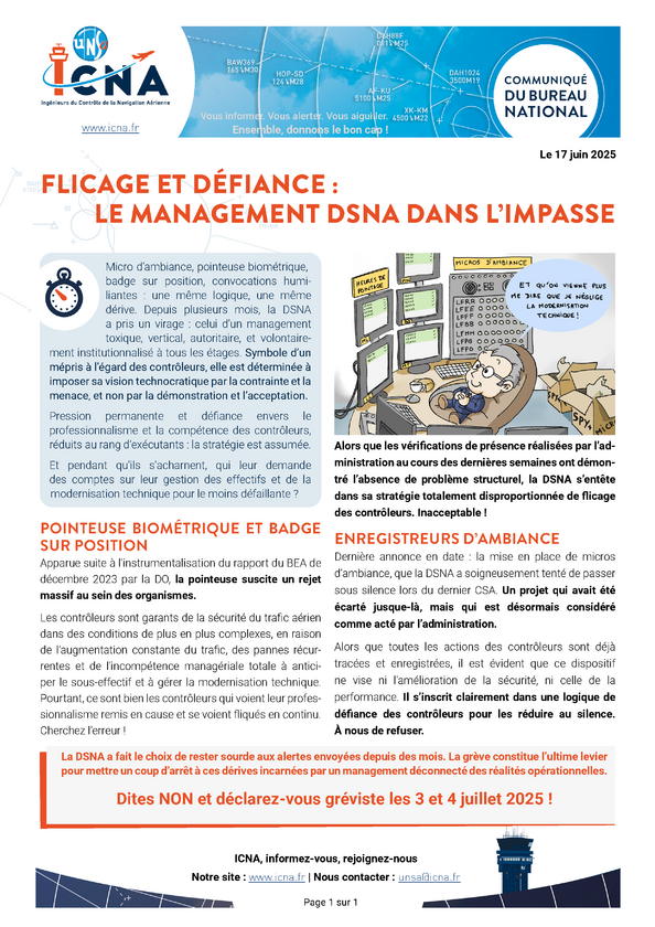 Communiqués BN | UNSA-ICNA