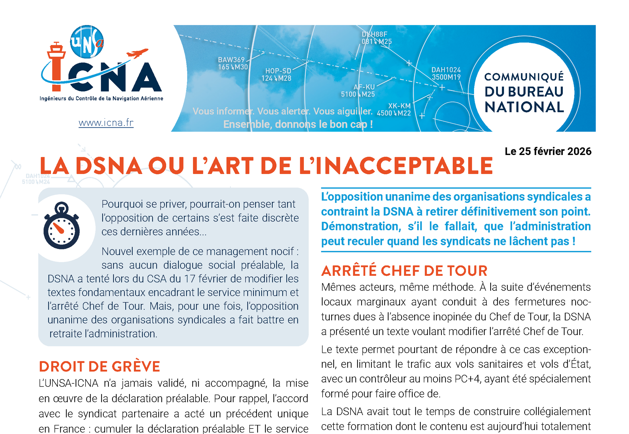 UNSA-ICNA - Syndicat National des Ingénieurs du Contrôle de la ...